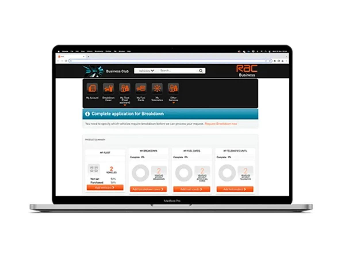 RAC Emergency Vehicle Breakdown cover